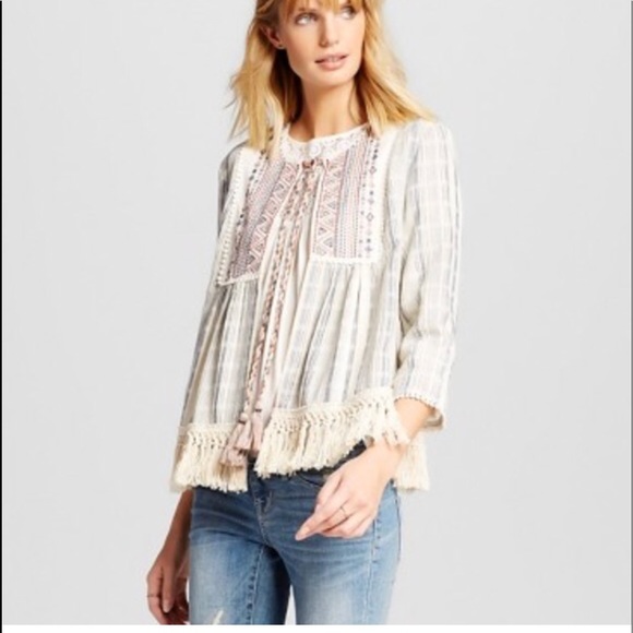 Knox Rose | Tops | Knoc Rose Boho Tassle Fringes Stripes Boho | Poshmark